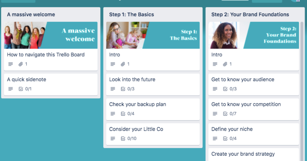 How to start a business FREE Trello Board | Mums & Co