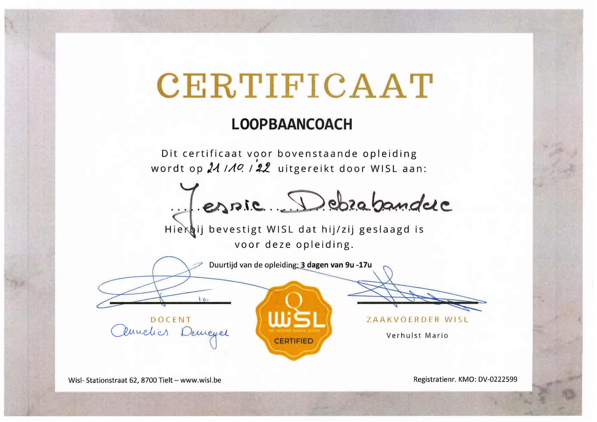 Jessie Debrabandere, Loopbaancoach regio Kortemark, Lichtervelde, Staden en Houthulst.