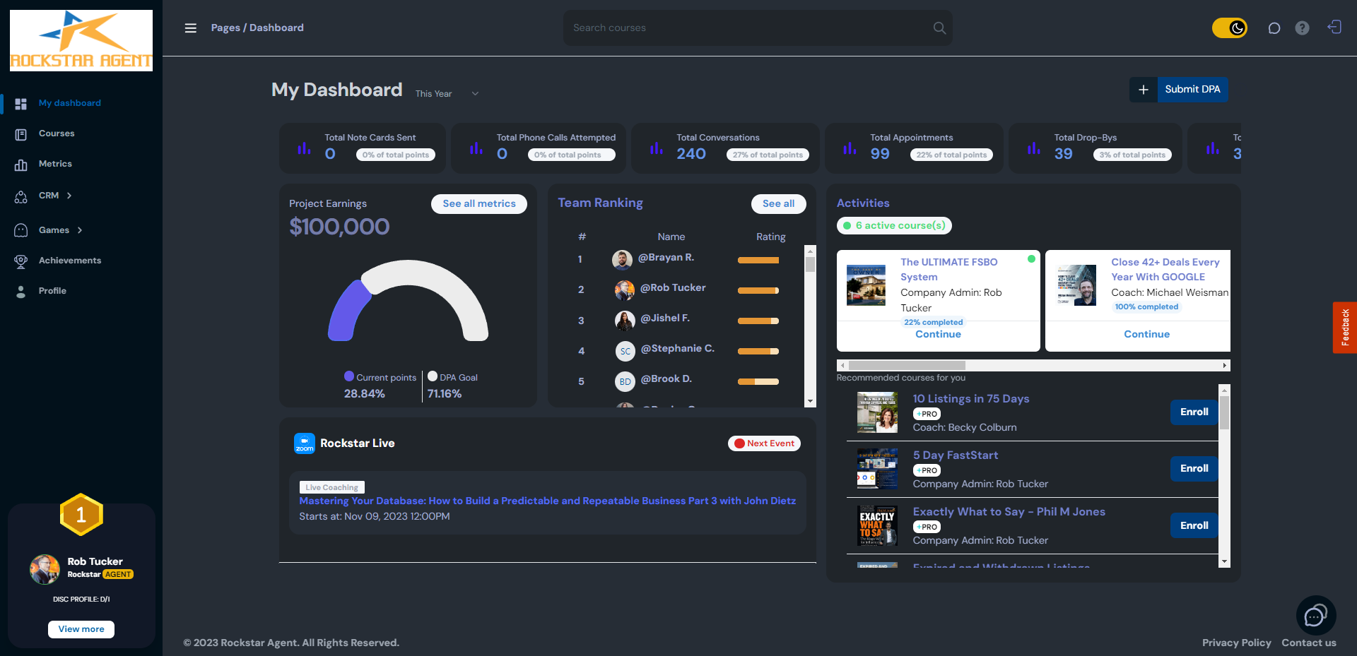 Rockstar Agent Training and Coaching Platform